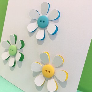 Button Flowers Card - Handmade Greeting Card - Paper Cut Flowers ...