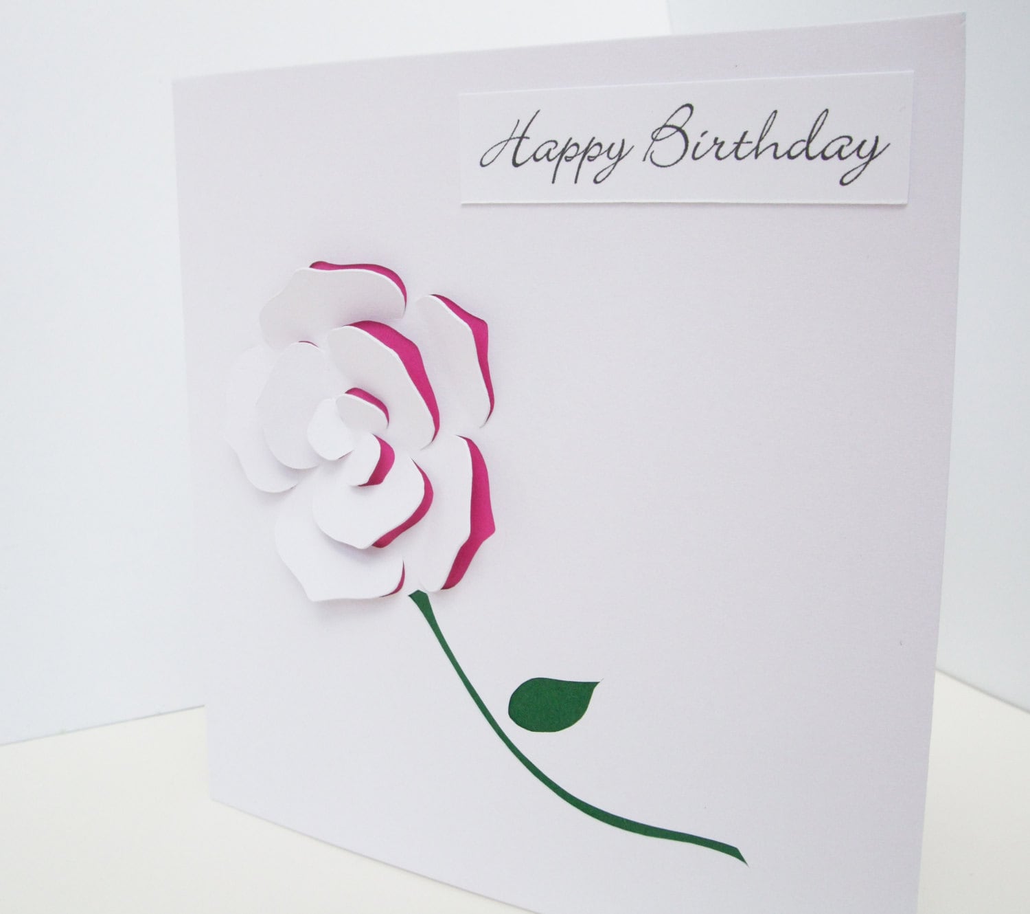 Rose Birthday Card - Paper Cut - Personalised Card - Handmade Greeting ...
