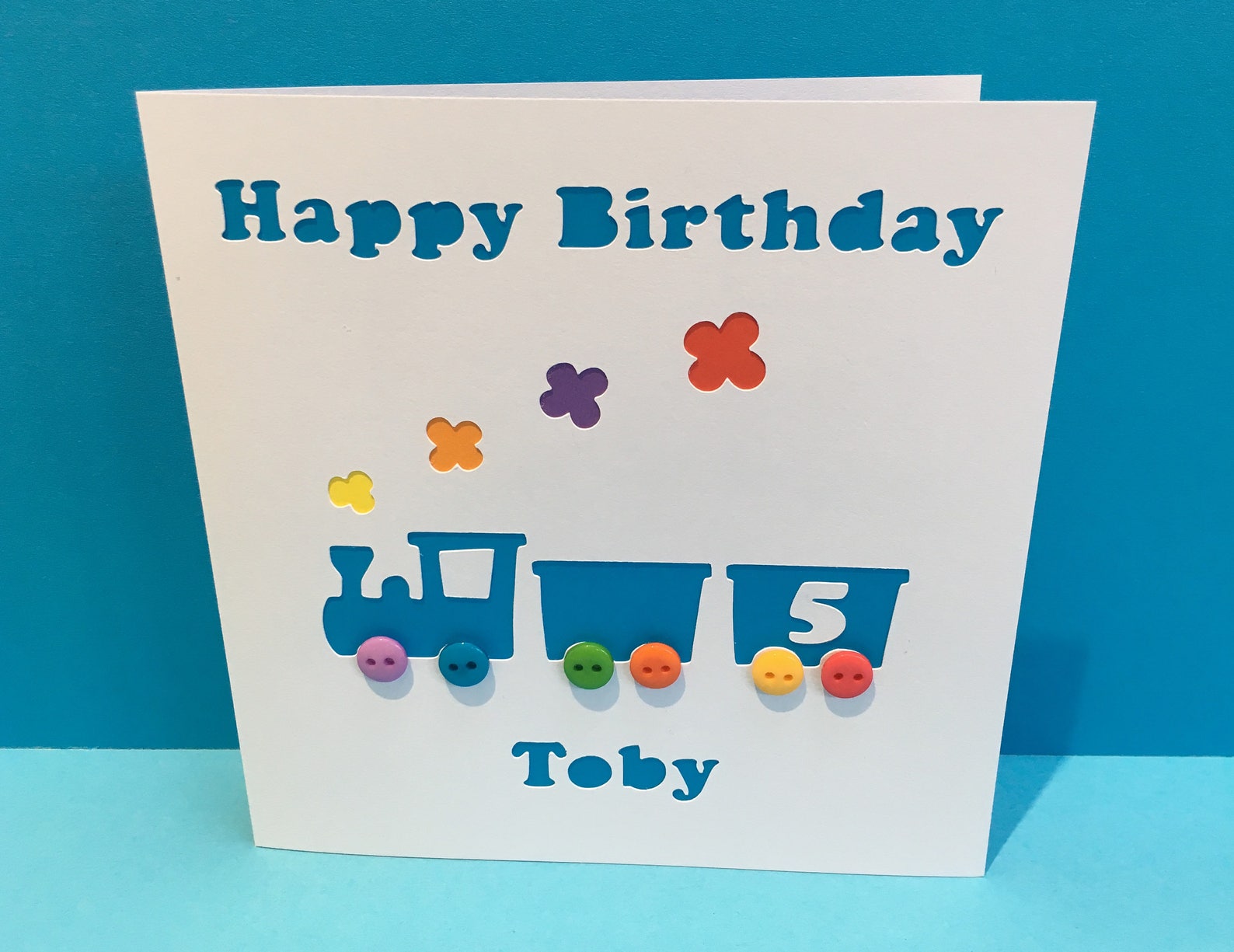 Personalised Birthday Card With a Train - Paper Cut Steam Train With ...