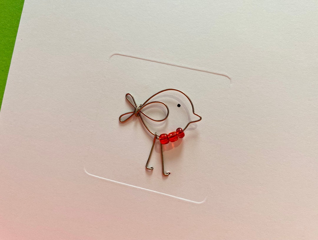 Robin Christmas Card Wire Robin Cute Beads Holiday Card, Robin Card ...