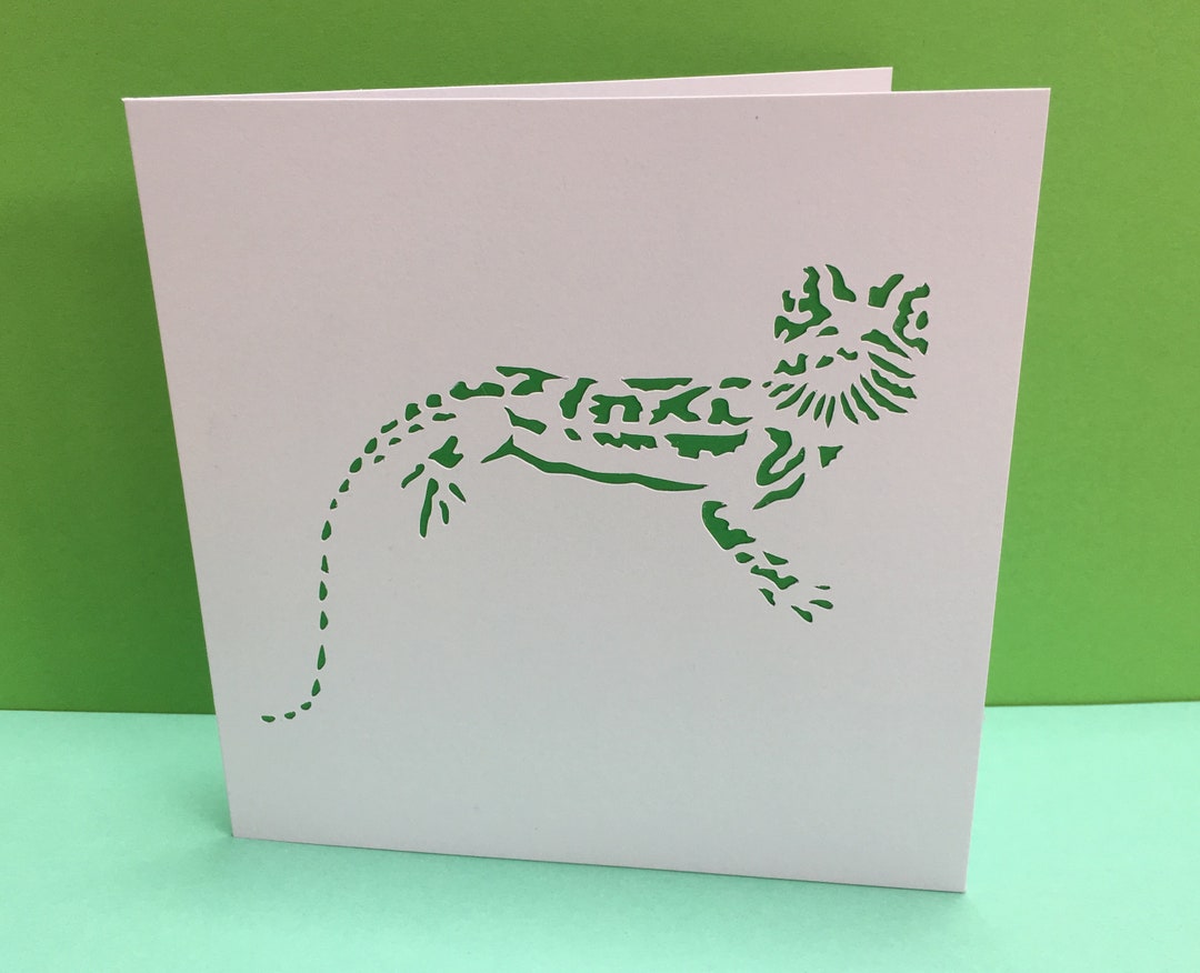 Dragon Lizard Card - Paper Cut Bearded Dragon - Personalised Card ...