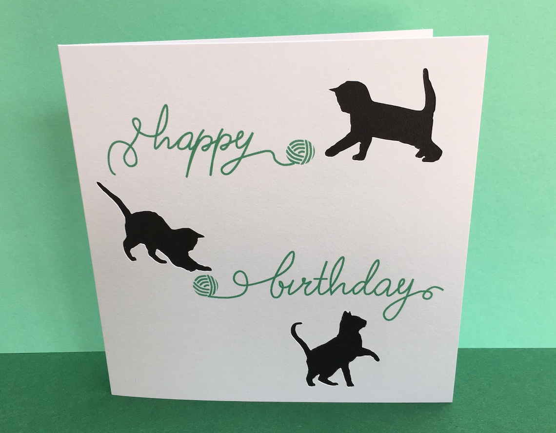 Cat Birthday Card Paper Cut Cats Cute Kittens Card Cat - Etsy UK
