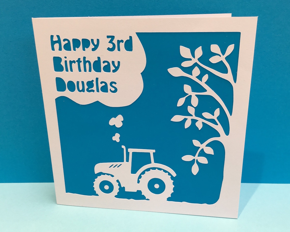 Personalised Tractor Birthday Card for a Child Paper Cut - Etsy UK