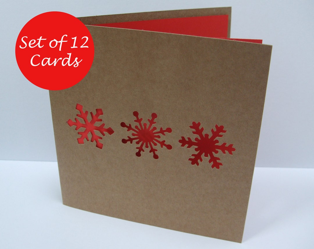 Set of 12 Christmas Cards Paper Cut Snowflakes Christmas Card Pack ...