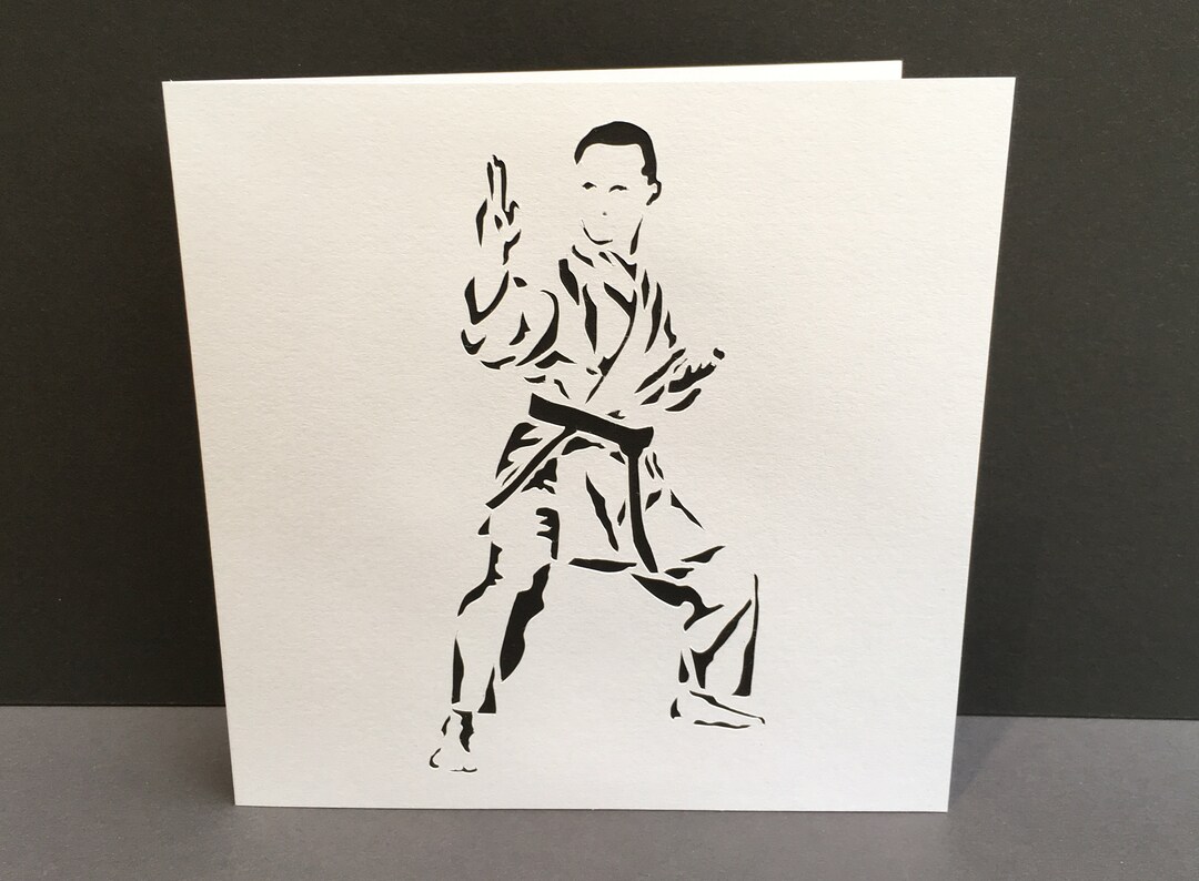 Karate Card - Judo - Paper Cut Card - Handmade Greeting Card - Blank ...