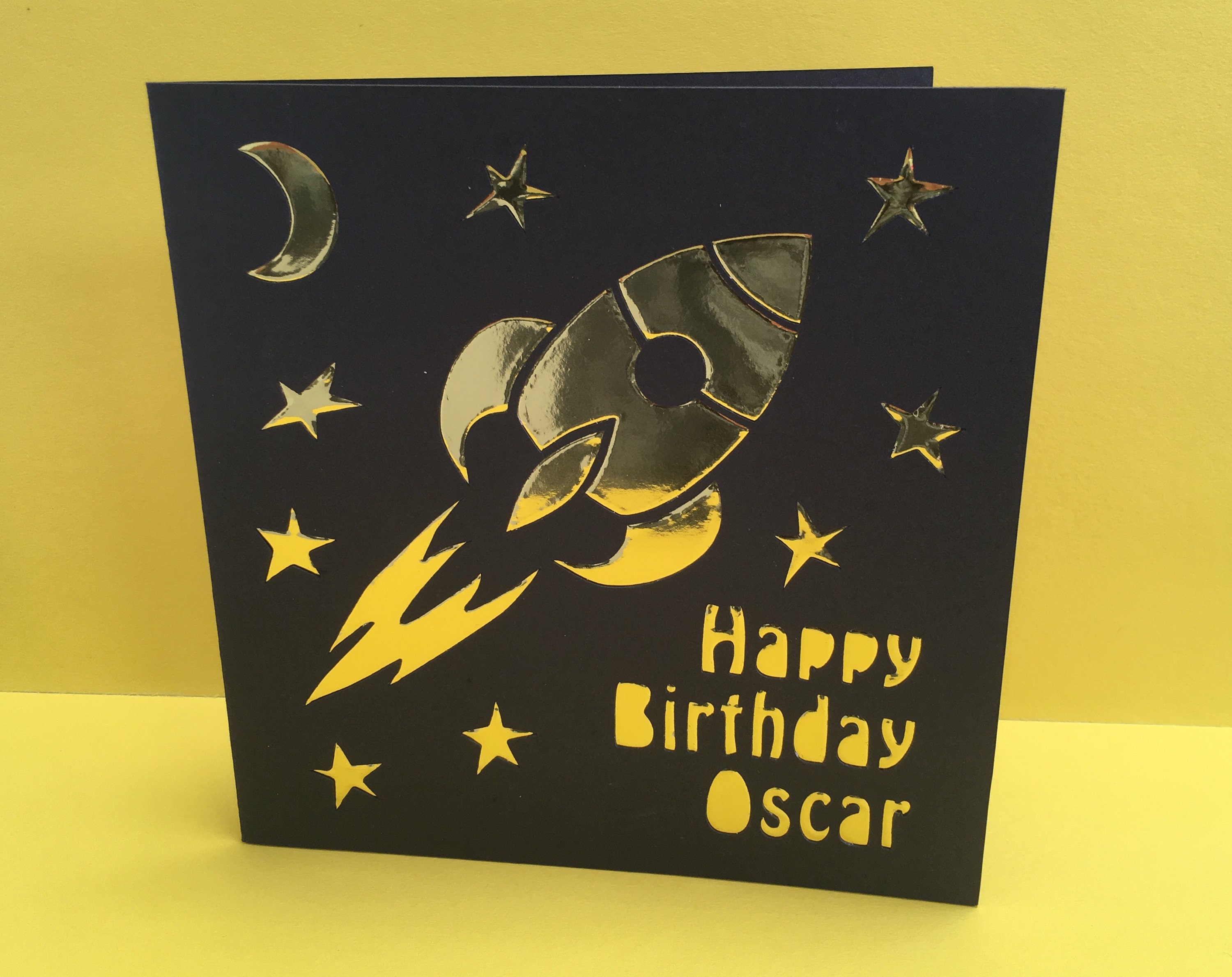 Personalised Space Birthday Card Paper Cut Space Ship for a - Etsy UK