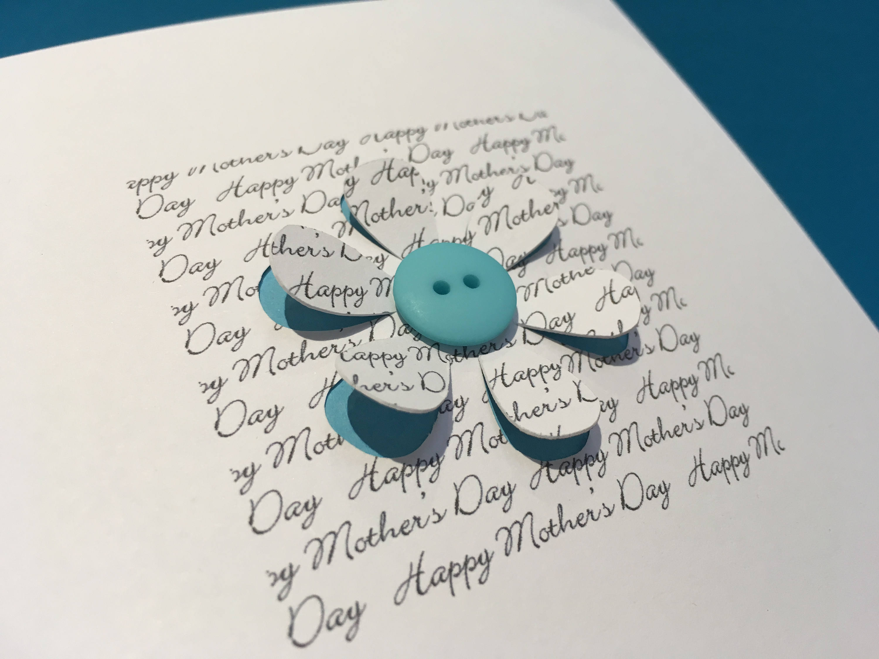 Mother's Day Card-button Flower - Mothering Sunday Card - Paper Cut ...