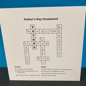 Father's Day Card Crossword - Cryptic Crossword - Crossword Puzzle ...