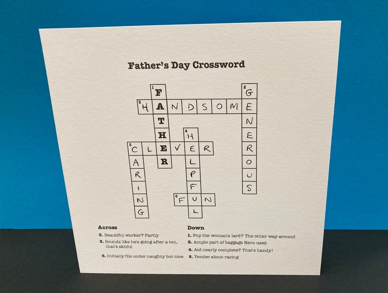 Father's Day Card Crossword - Cryptic Crossword - Crossword Puzzle ...
