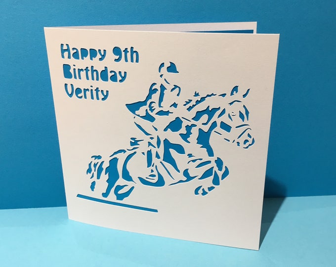 Horse Riding Card Horse Birthday Card Paper Cut Horse Rider Pony Riding ...