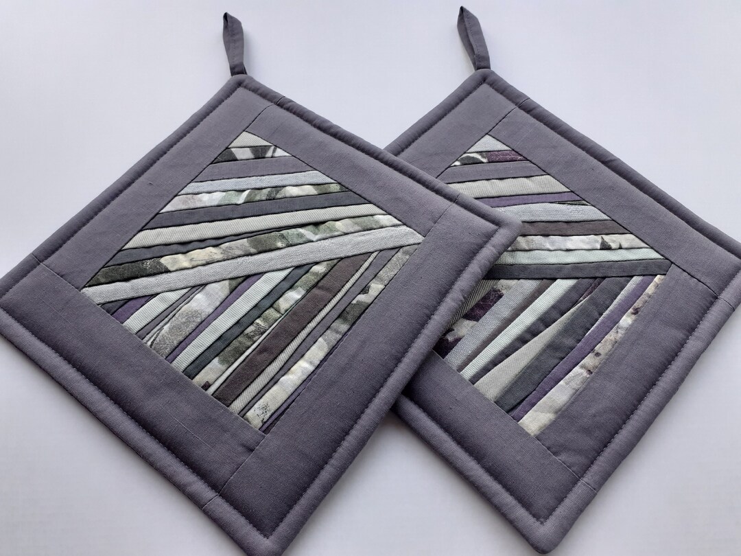 Quilted Pot Holders Set of 2 Patchwork Potholders Kitchen Decor ...