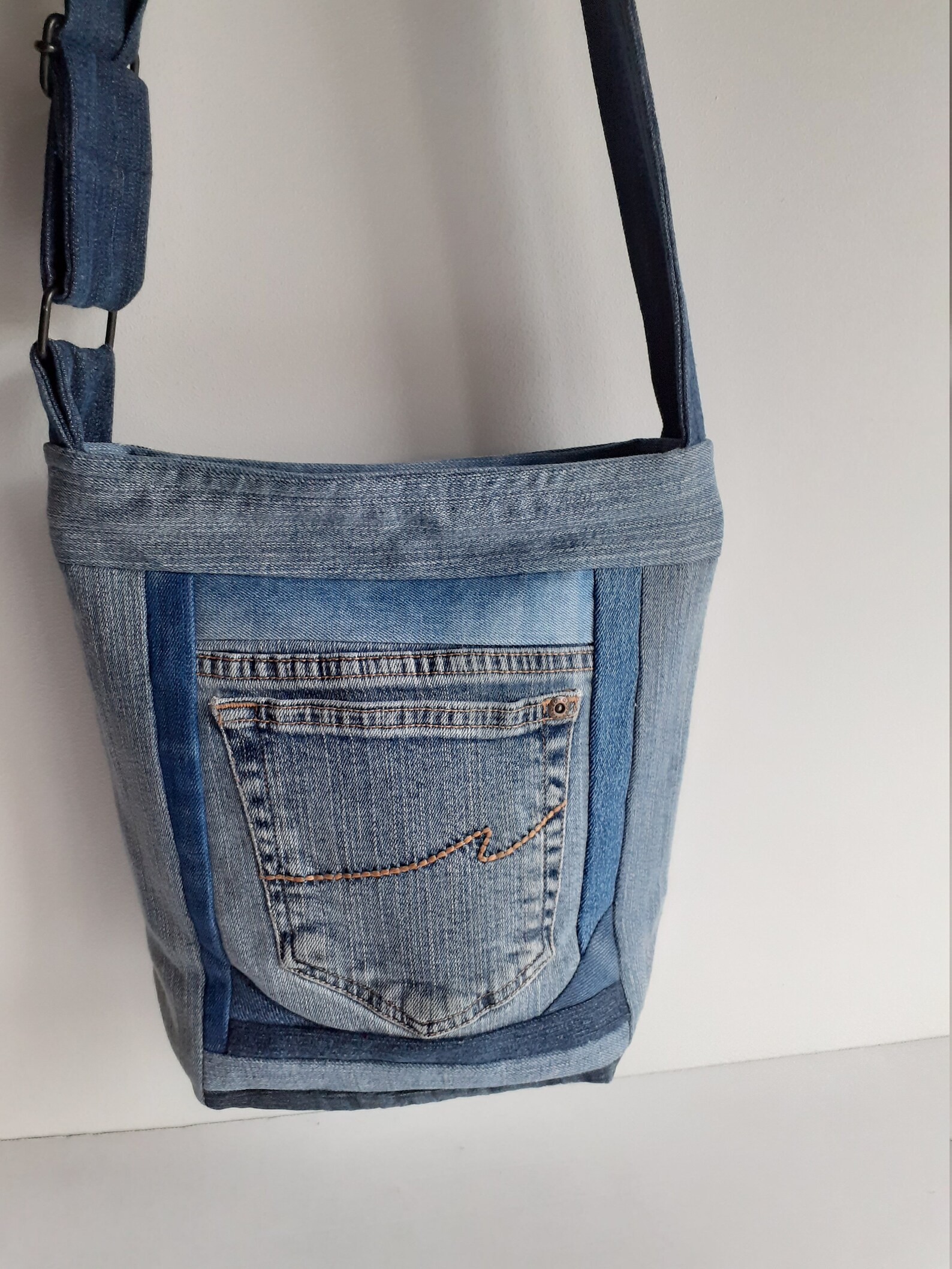 Denim Bag Denim Tote Bag Denim Cross Body Bag Crossbody Purse Patchwork ...