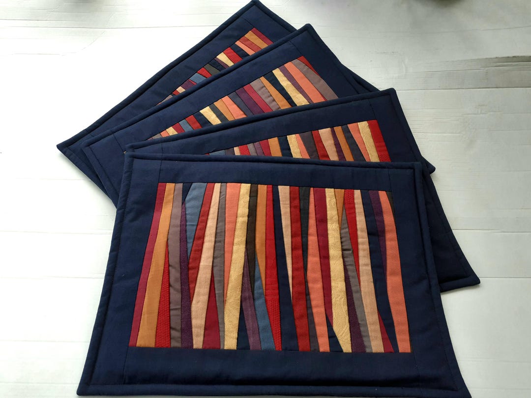 Patchwork Quilted Place Mats Set of 4 Colorful Table Decor - Etsy
