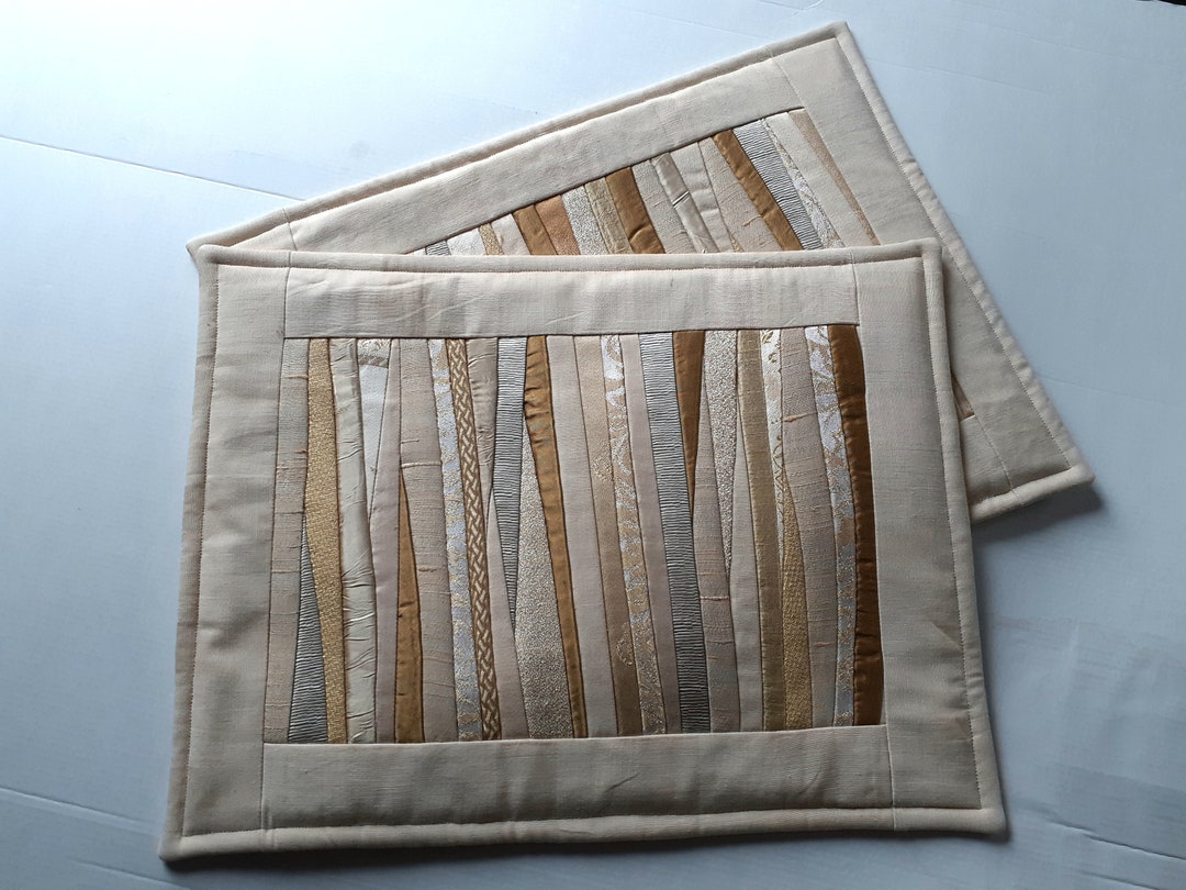 Place Mats Golden Placemats Patchwork Table Mats Handcrafted Table ...