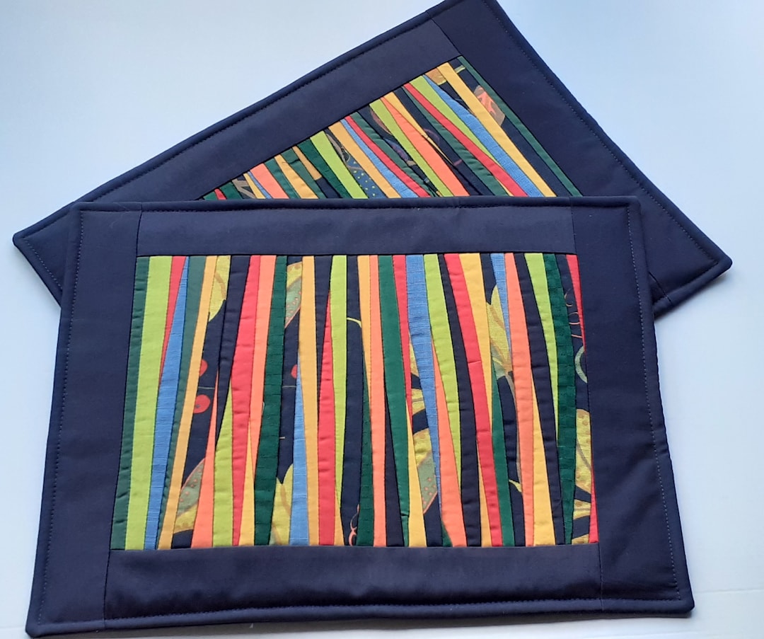 Place Mats Set of 2 Blue Multicolored Placemats Thick Dinner Table ...