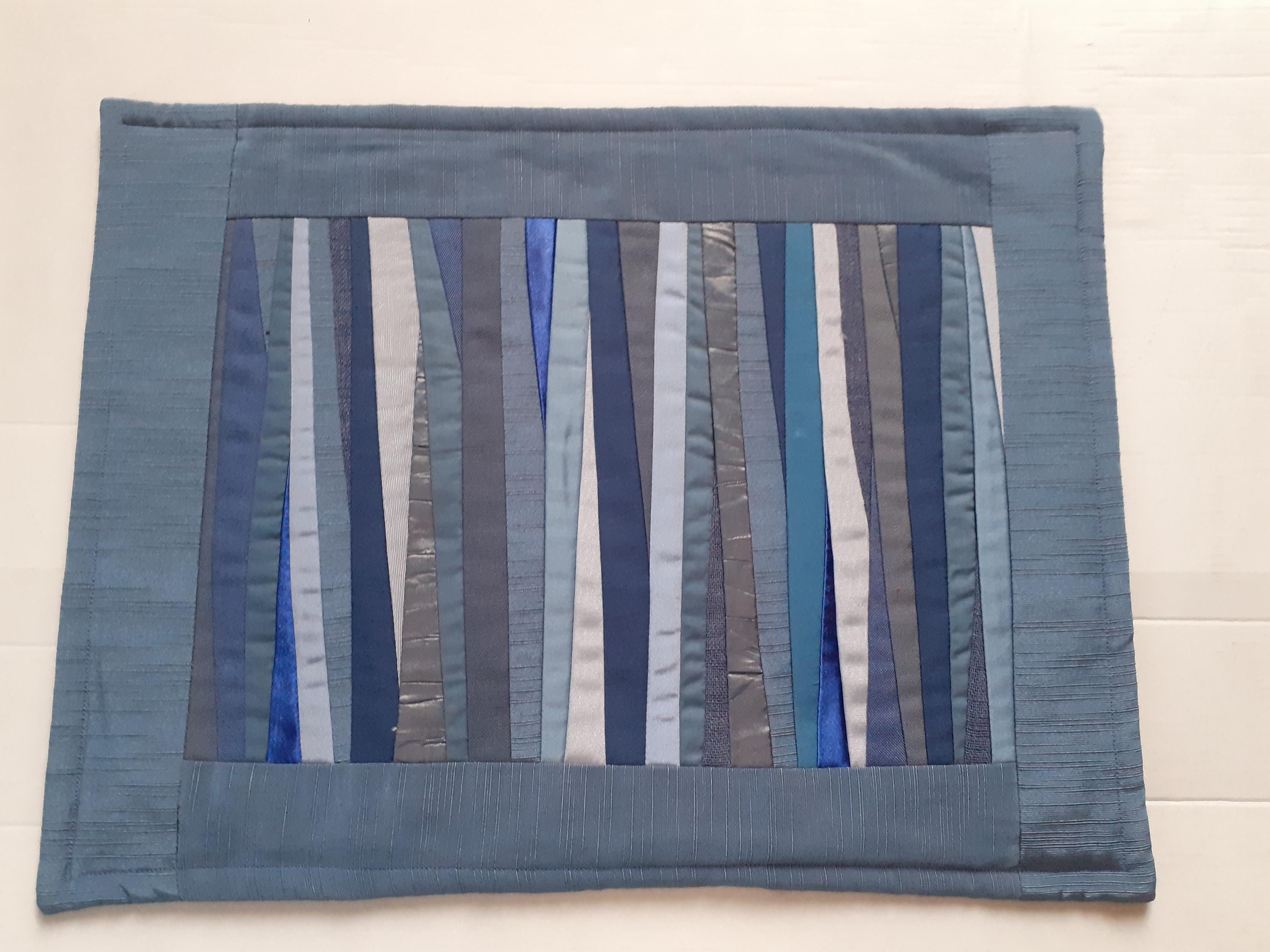 Blue Table Mats Set of 2 Modern Table Decor Patchwork Place Mats Set of ...