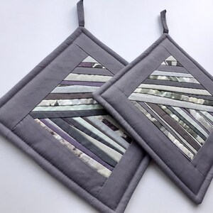 Quilted Pot Holders Set of 2 Patchwork Potholders Kitchen Decor ...