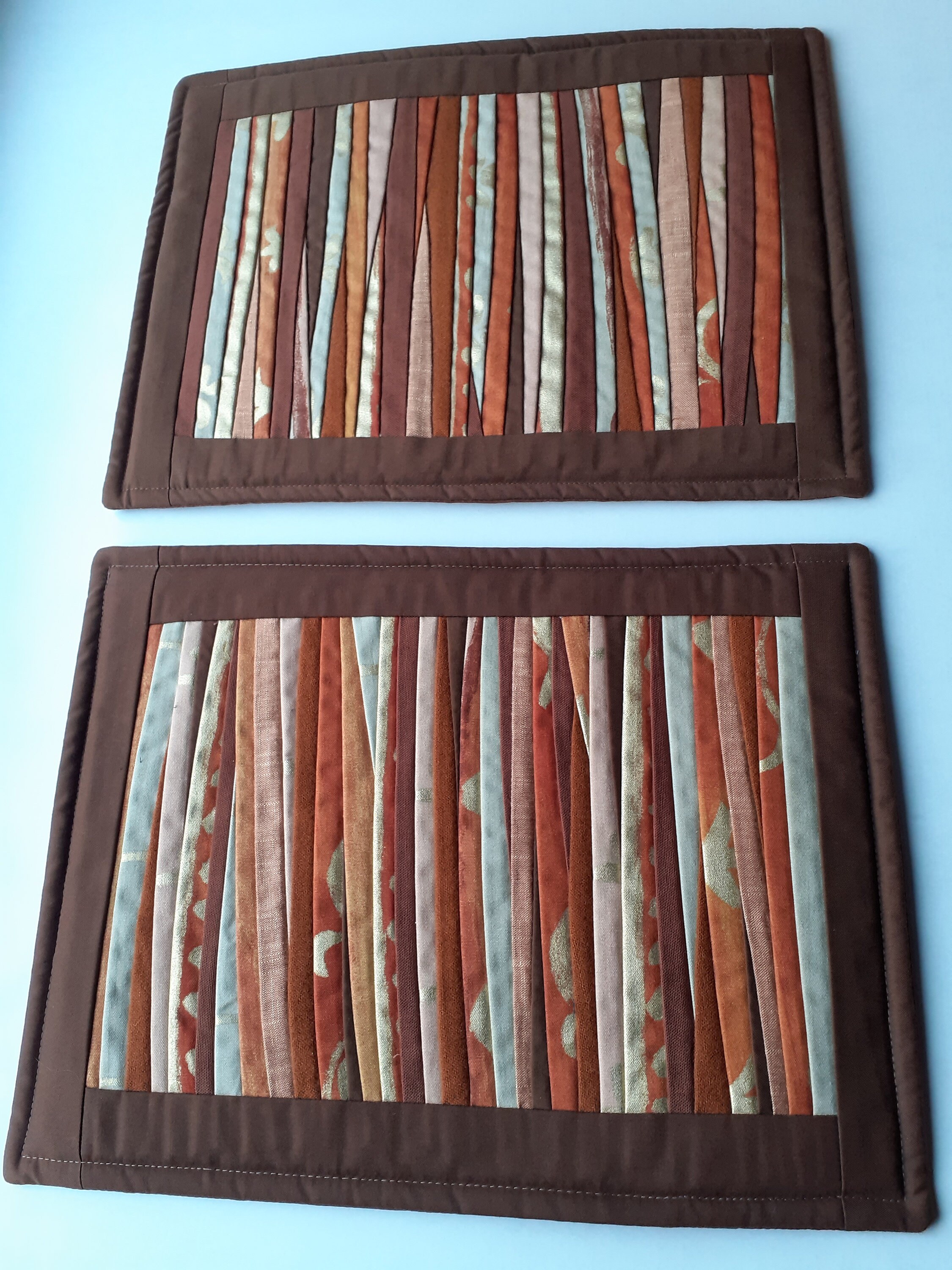Set of 2 Table Decor Quilted Place Mats Brown Gold Color | Etsy