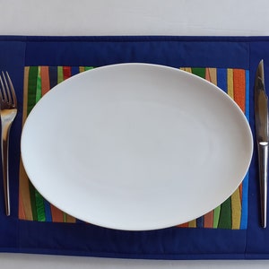 Blue Table Mats Set of 2 Modern Table Decor Patchwork Place Mats - Etsy