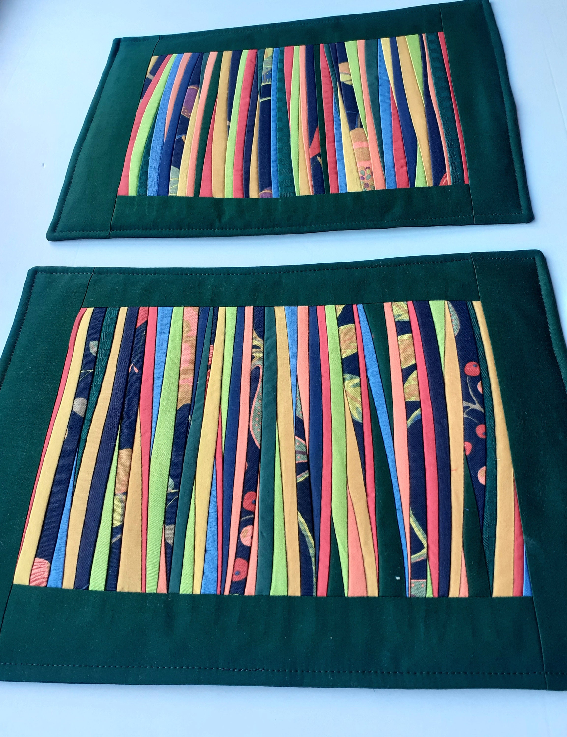 Handmade Quilted Placemats Set: Modern Patchwork Table Mats - Etsy