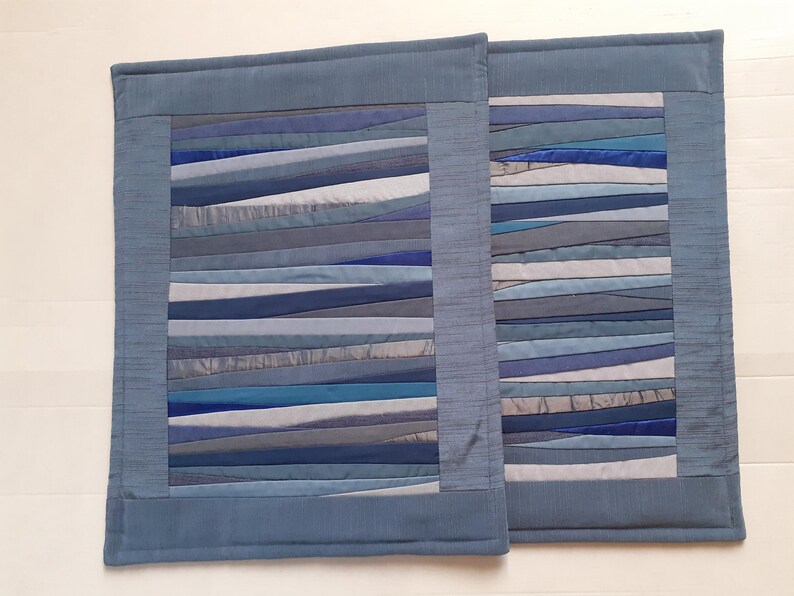 Blue Table Mats Set of 2 Modern Table Decor Patchwork Place Mats Set of ...