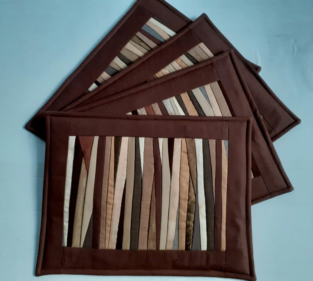Place Mats Fabric Table Mats Set of 4 Brown Table Decor Table Placemats ...