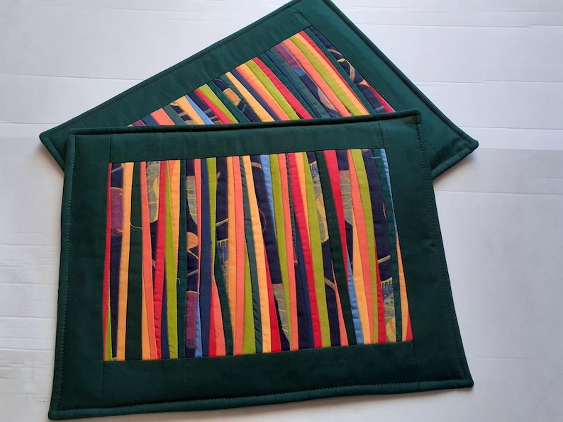 Handmade Quilted Placemats Set: Modern Patchwork Table Mats - Etsy