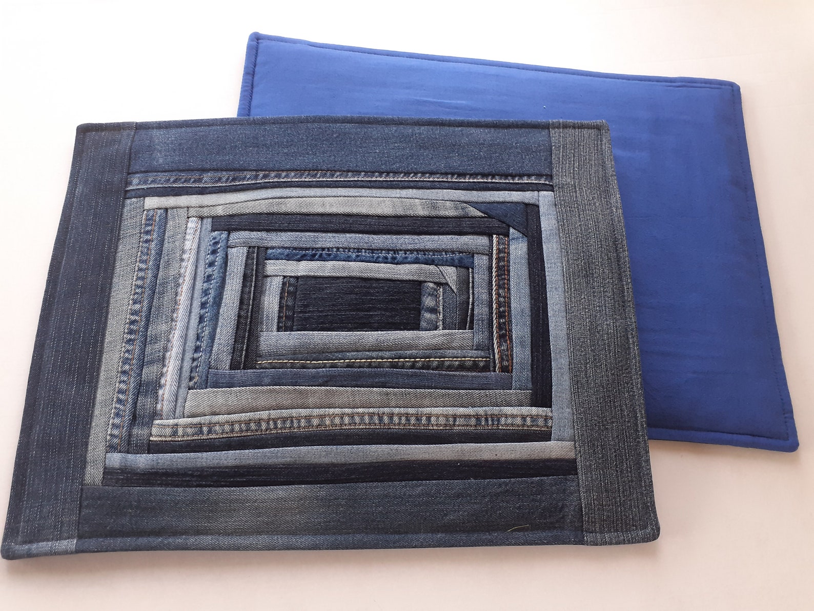 Blue Denim Place Mats Set of 2 Table Mats Dining Serving - Etsy
