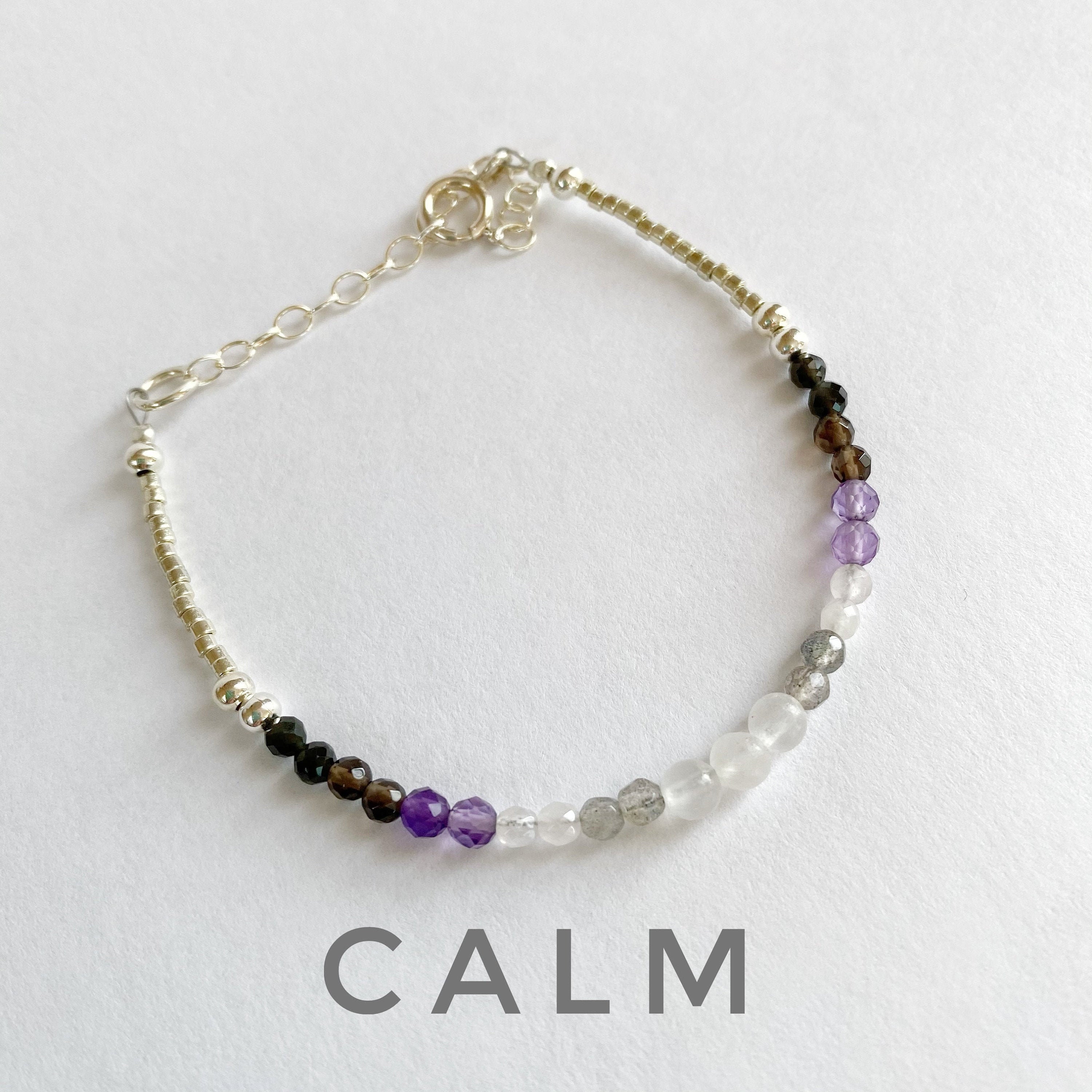 Calm Anxiety Healing Crystal Gemstone Bracelet for Women, Selenite ...