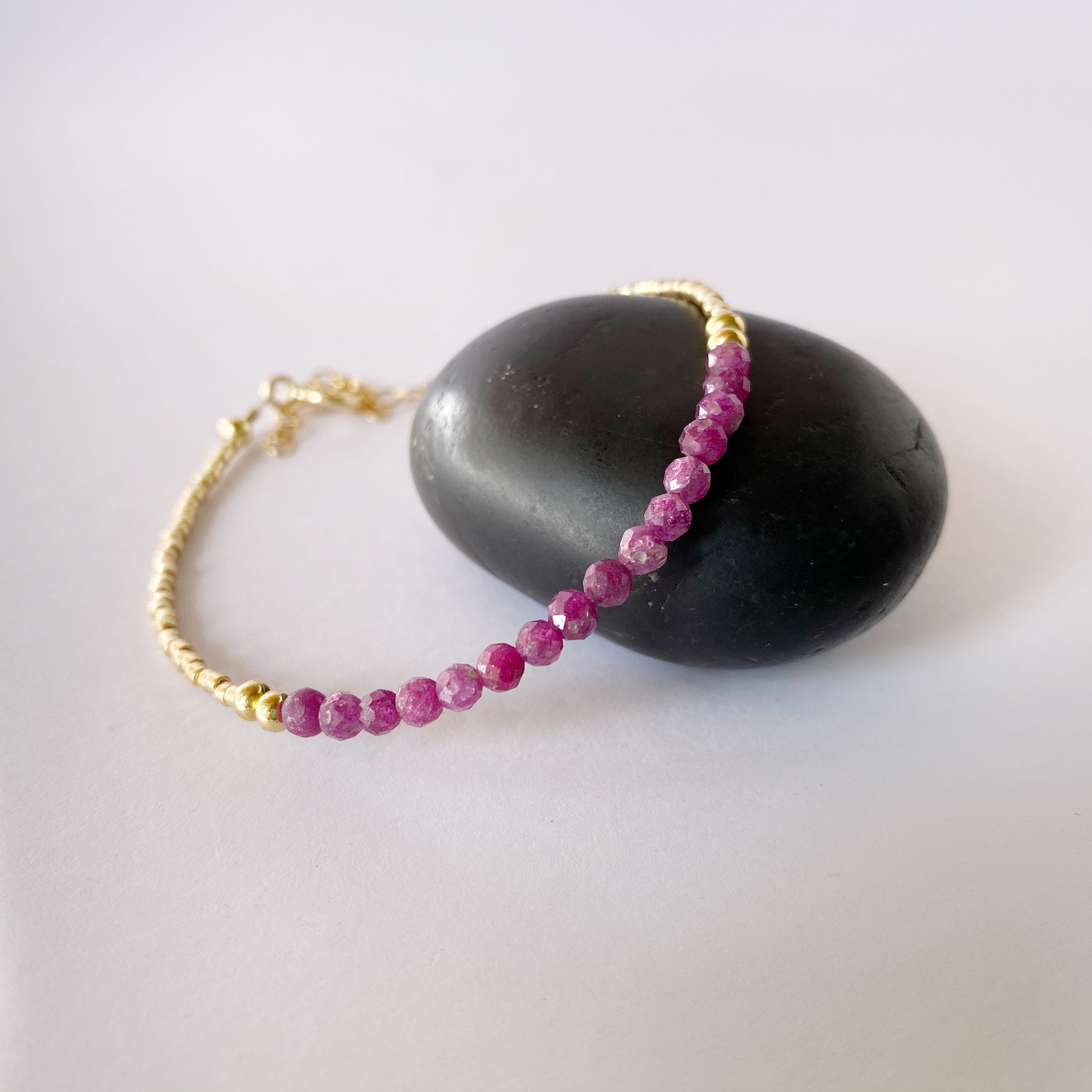 14k Gold Ruby Bracelet for Women Adjustable Gemstone Yoga | Etsy