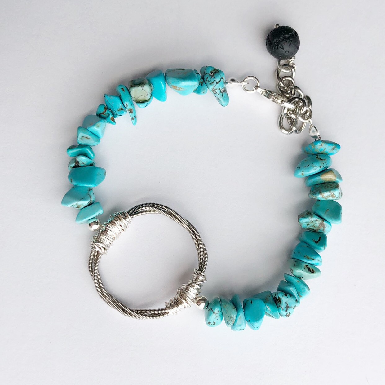 Turquoise Howlite Essential Oil Diffuser Guitar String Bracelet ...