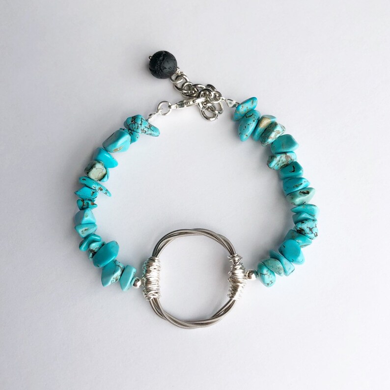 Turquoise Howlite Essential Oil Diffuser Guitar String Bracelet ...