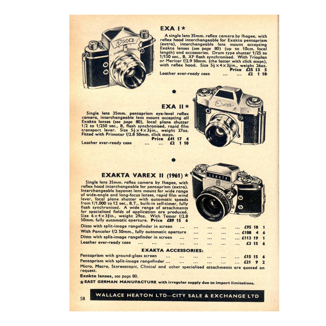 1950s Vintage EXA Camera Advert Image Download - High Quality Unique ...
