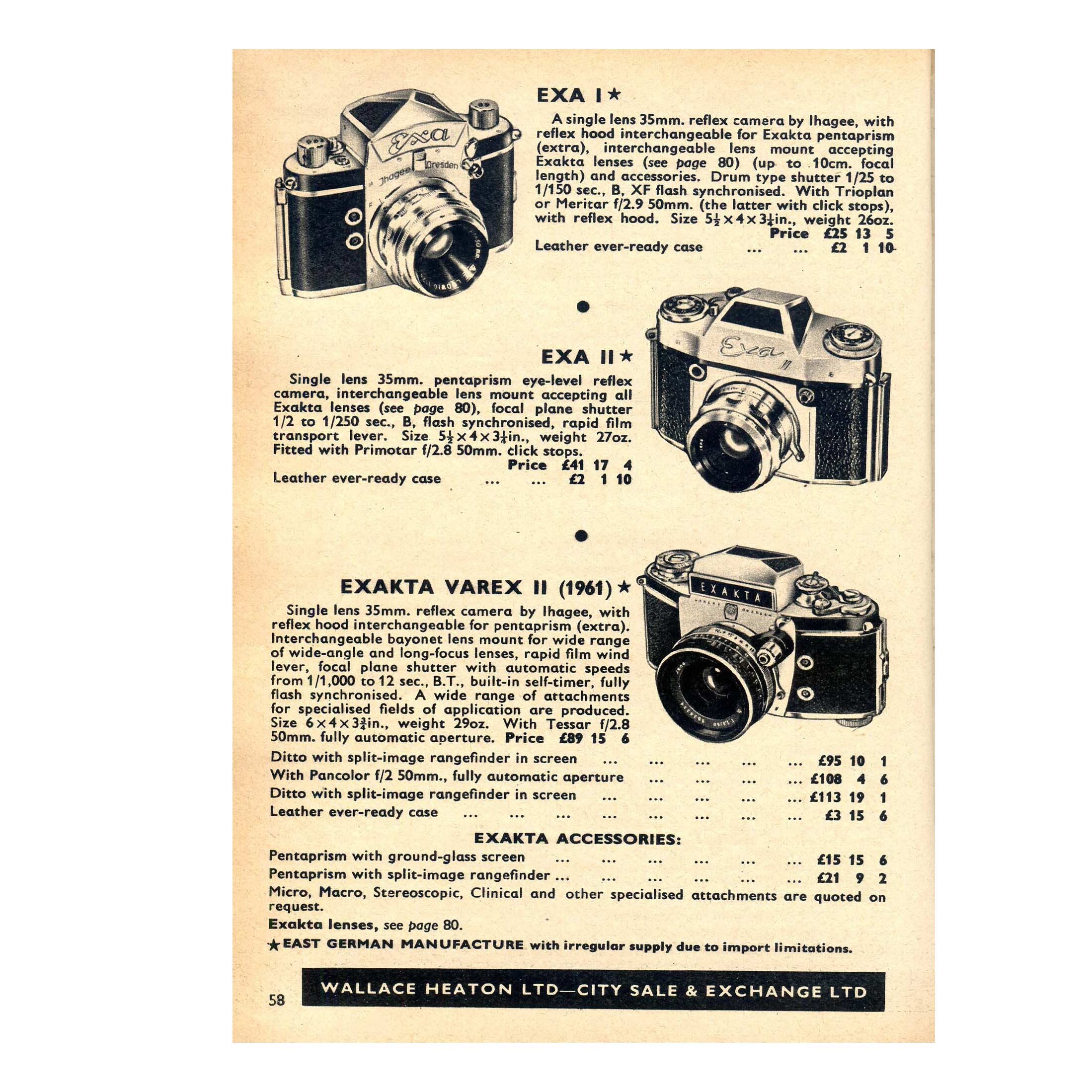 1950s Vintage EXA Camera Advert Image Download High Quality - Etsy