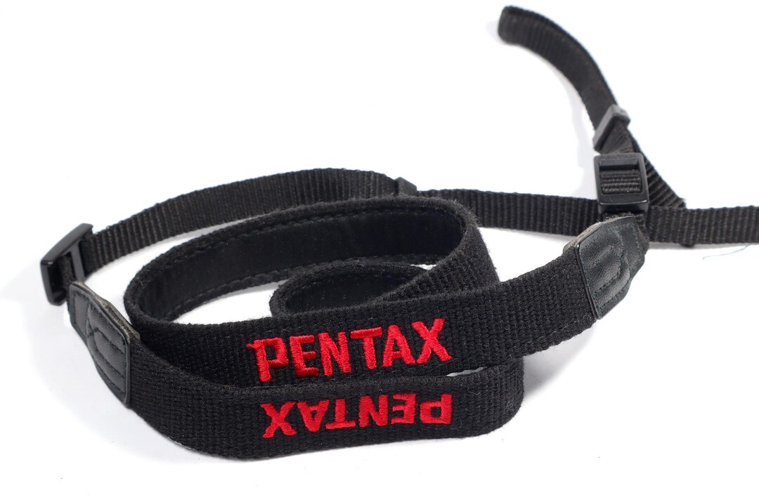 Pentax Black and Red Camera Strap From Late 20th Cent.- 3/4" Wide Strap ...