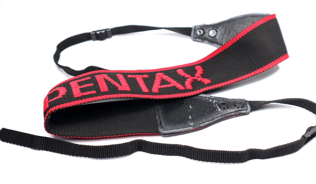Pentax Black and Red Camera Strap From Late 20th Cent.- 2.0" Wide Strap ...