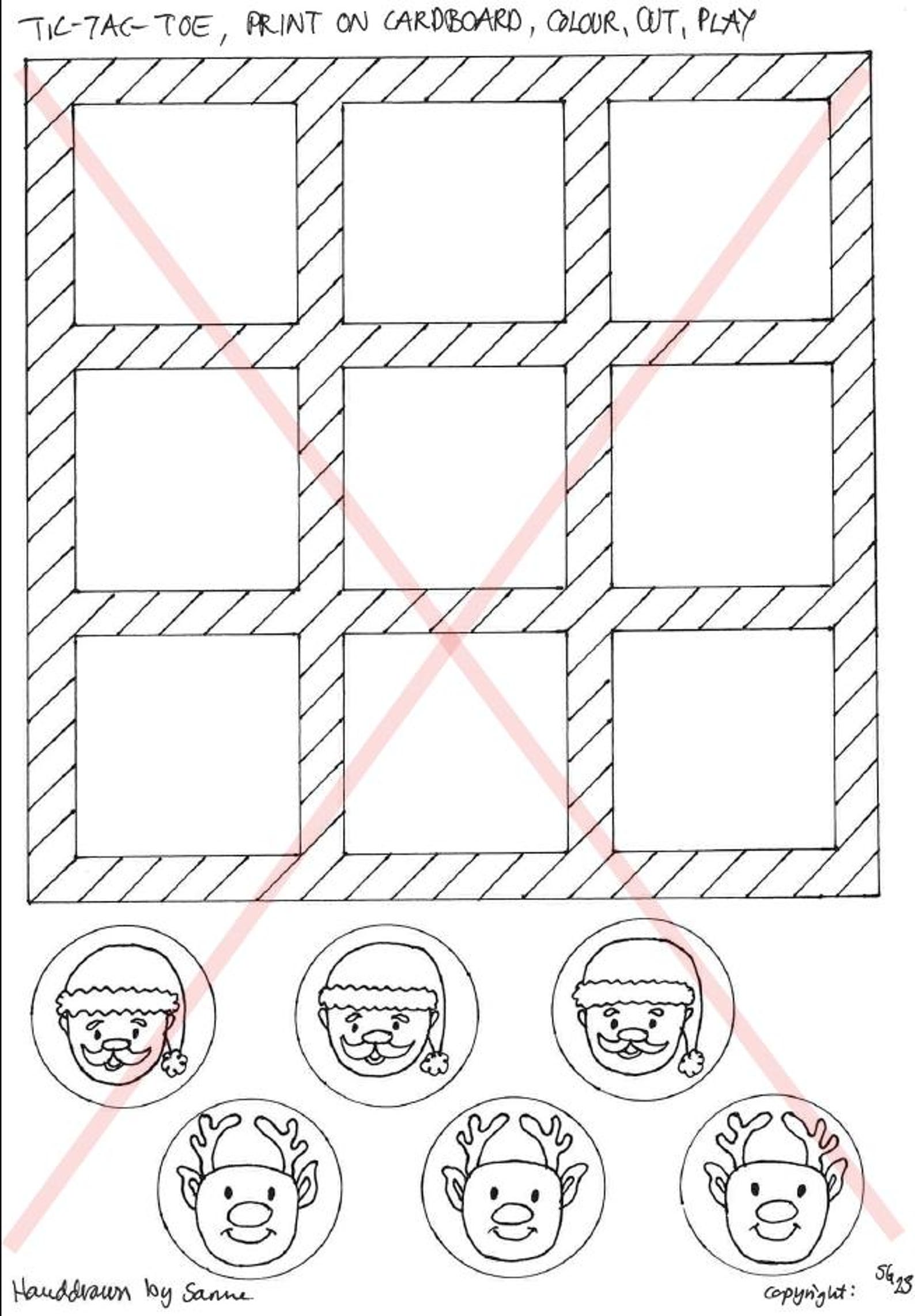 Christmas Tic-tac-toe Coloring Game Activity - Printable for Children ...