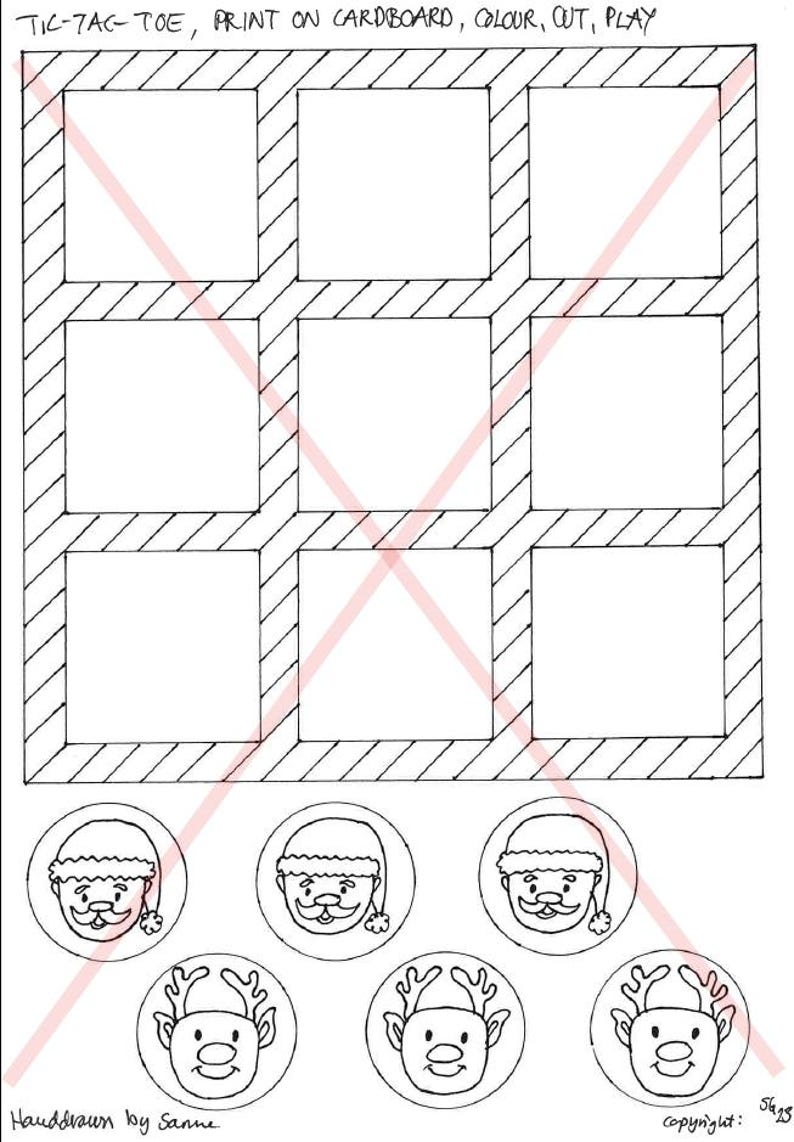 Christmas Tic-tac-toe Coloring Game Activity - Printable for Children ...