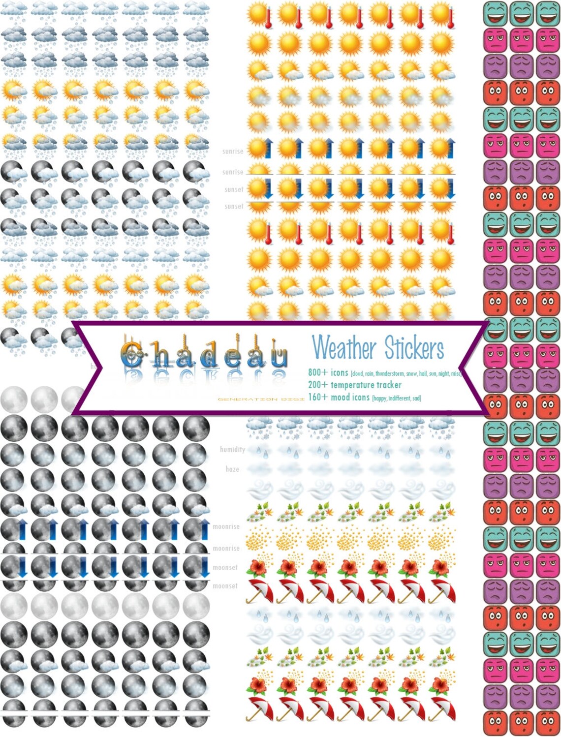 800+ Printable Weather Stickers - Etsy