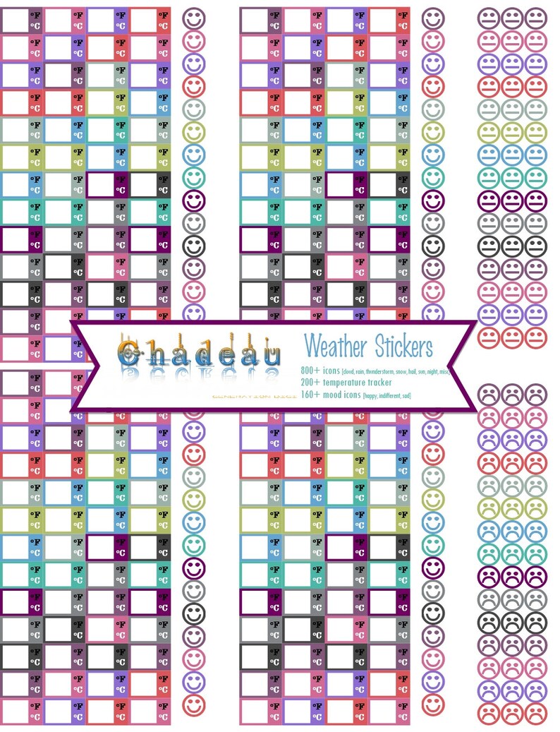 800+ Printable Weather Stickers - Etsy