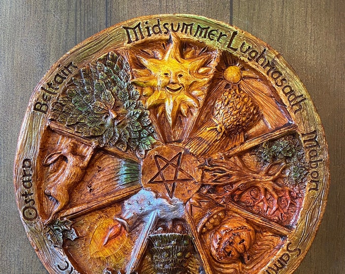 Wheel of the Year Wall Plaque, Pagan, Wiccan, Beltaine, Imbolc ...