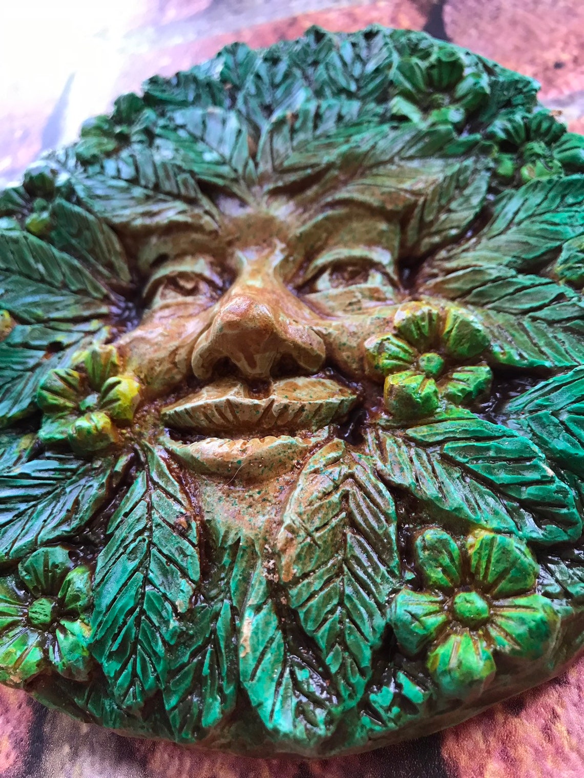 Spring Green Man Plaque. Seasons of the Year Ostara Beltane | Etsy