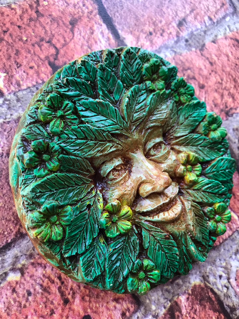 Spring Green Man Plaque. Seasons of the Year Ostara Beltane - Etsy