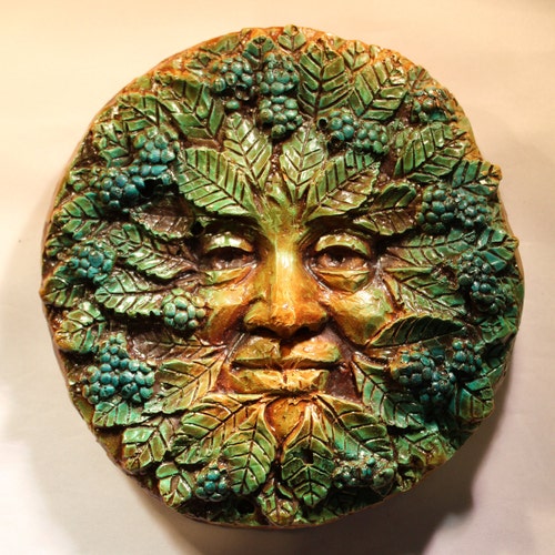 Spring Green Man Plaque. Seasons of the Year Ostara Beltane - Etsy