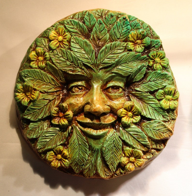Spring Green Man Plaque. Seasons of the Year Ostara Beltane - Etsy