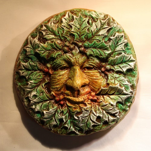 Spring Green Man Plaque. Seasons of the Year Ostara Beltane - Etsy