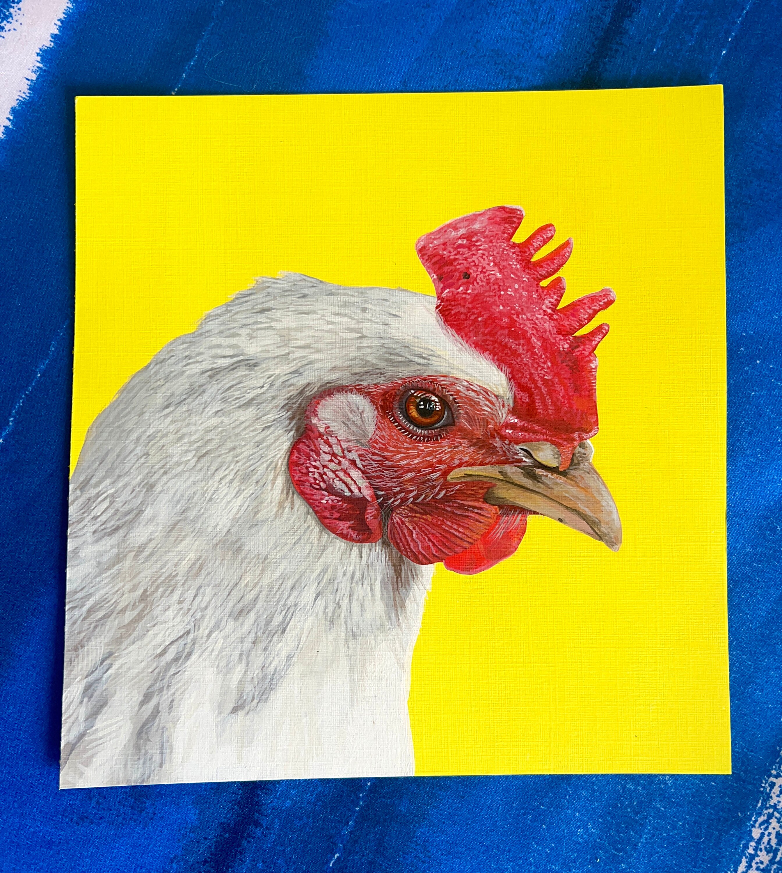 Original Acrylic Painting of a Chicken on Yellow Farmhouse Chic Pop Art ...