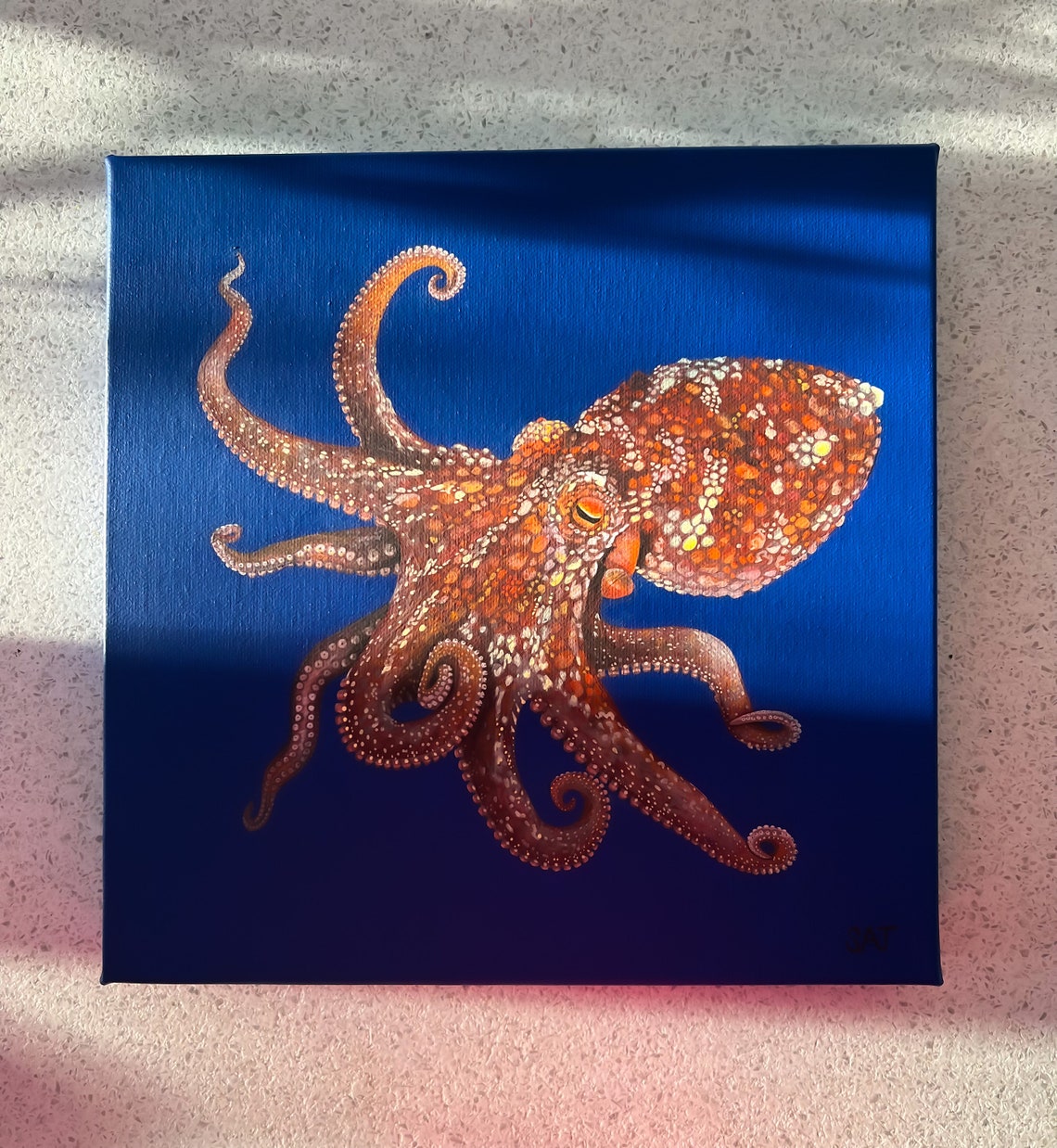 Baby Octopus Acrylic Painting on Canvas - Red Octopus Squid Ocean ...
