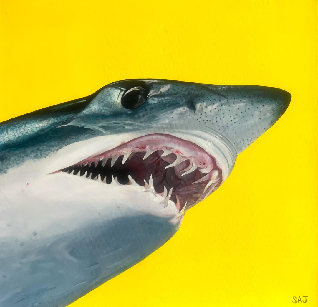 Mako Shark Original Painting: Pop Art Acrylic Canvas, 40x40cm - Etsy