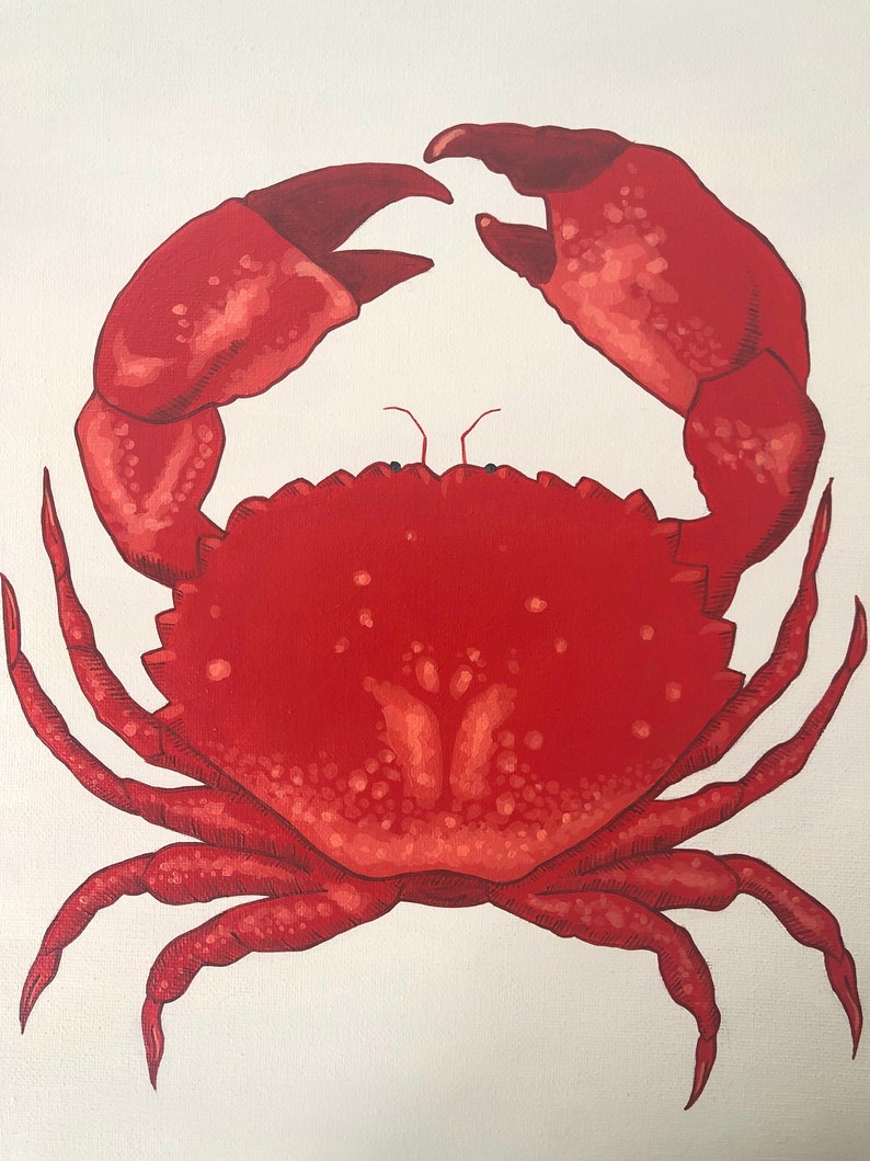 Crab Painting on Canvas - Nautical Beach Theme - Etsy